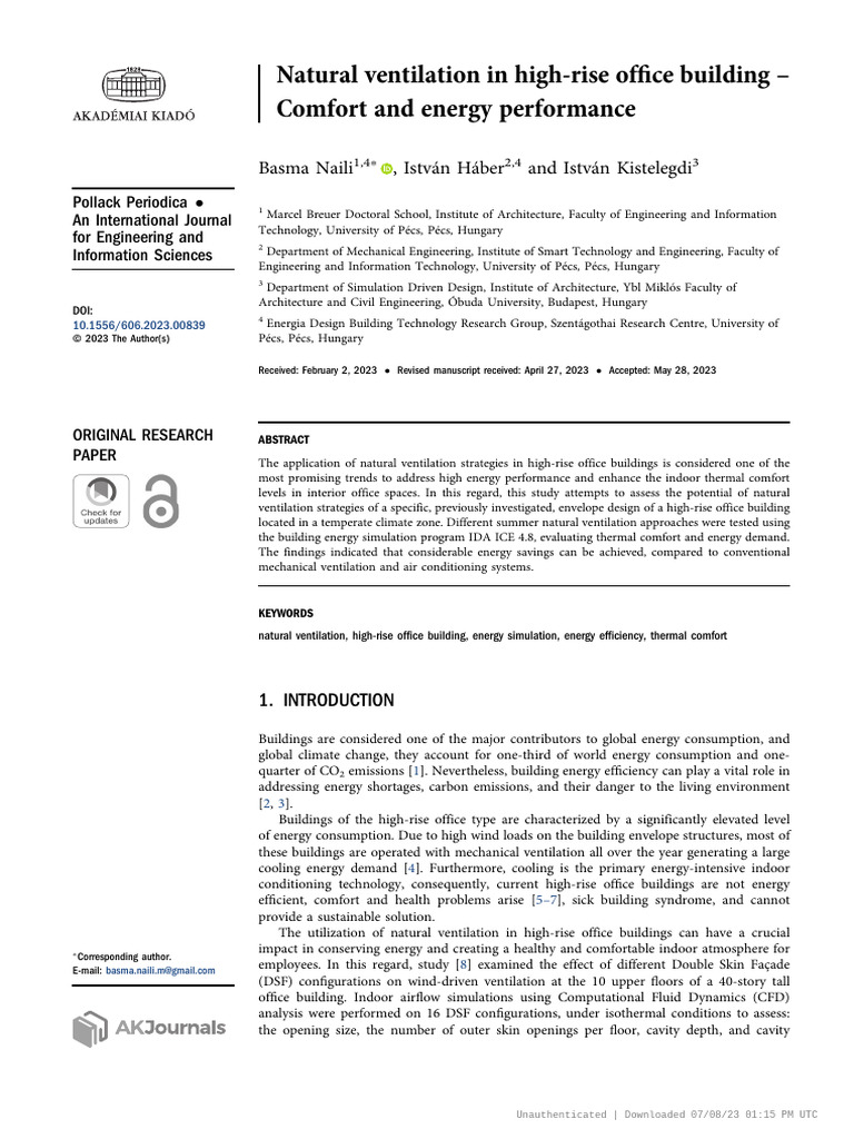 Natural Ventilation in High-Rise Office Building | PDF | Ventilation ...