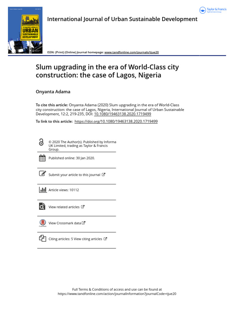 Slum upgrading in the era of World-Class city construction the case of ...