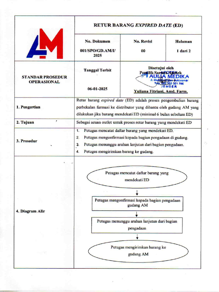 SPO Retur Barang Ke Gudang | PDF