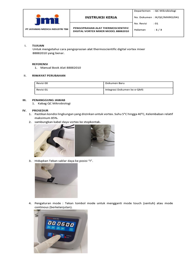 IK QC Mikro 041 Rev 01 - Pengoperasian Alat Thermoscientific Digital ...