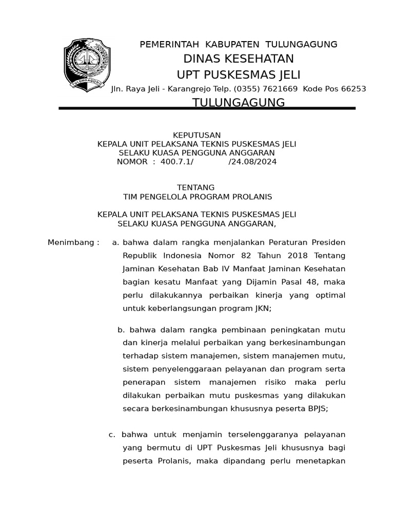 SK TIM Prolanis 2024 | PDF