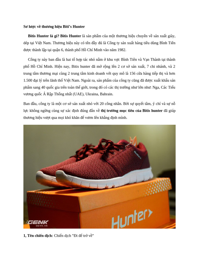 Sơ lược về thương hiệu Biti's Hunter Bitis Hunter là gì? Bitis Hunter | PDF