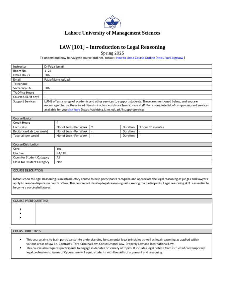 ILR Course Outline 2025 | PDF | Tort | Academic Dishonesty