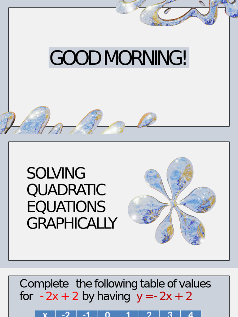 Grade 9 - Solving Quadratic Equations Graphically | PDF
