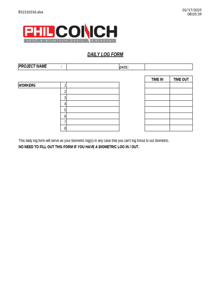 Daily Log Form | PDF