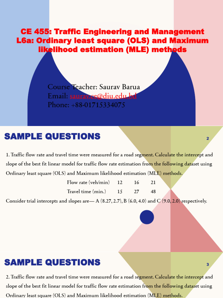 CE 455, L6a - Ordinary Least Square (OLS) and MLE | PDF | Ordinary ...