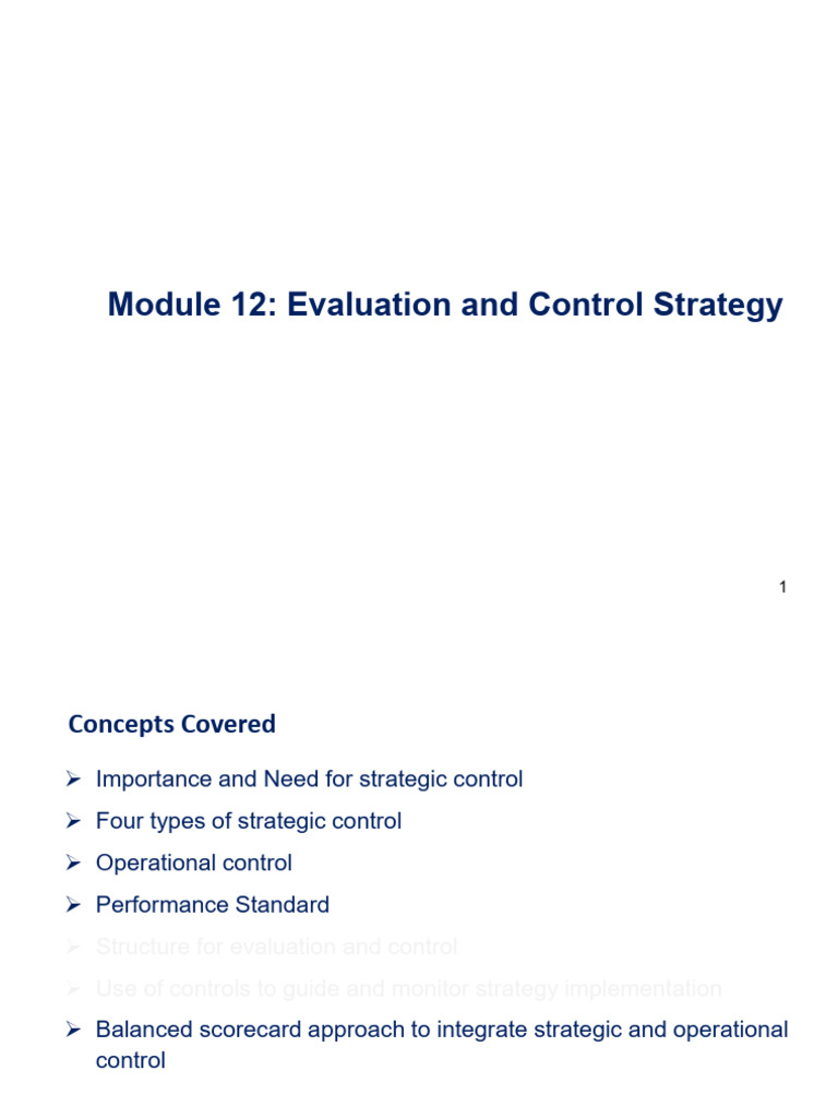 Chap12 Evaluation & Control Phd | PDF | Strategic Management | Business