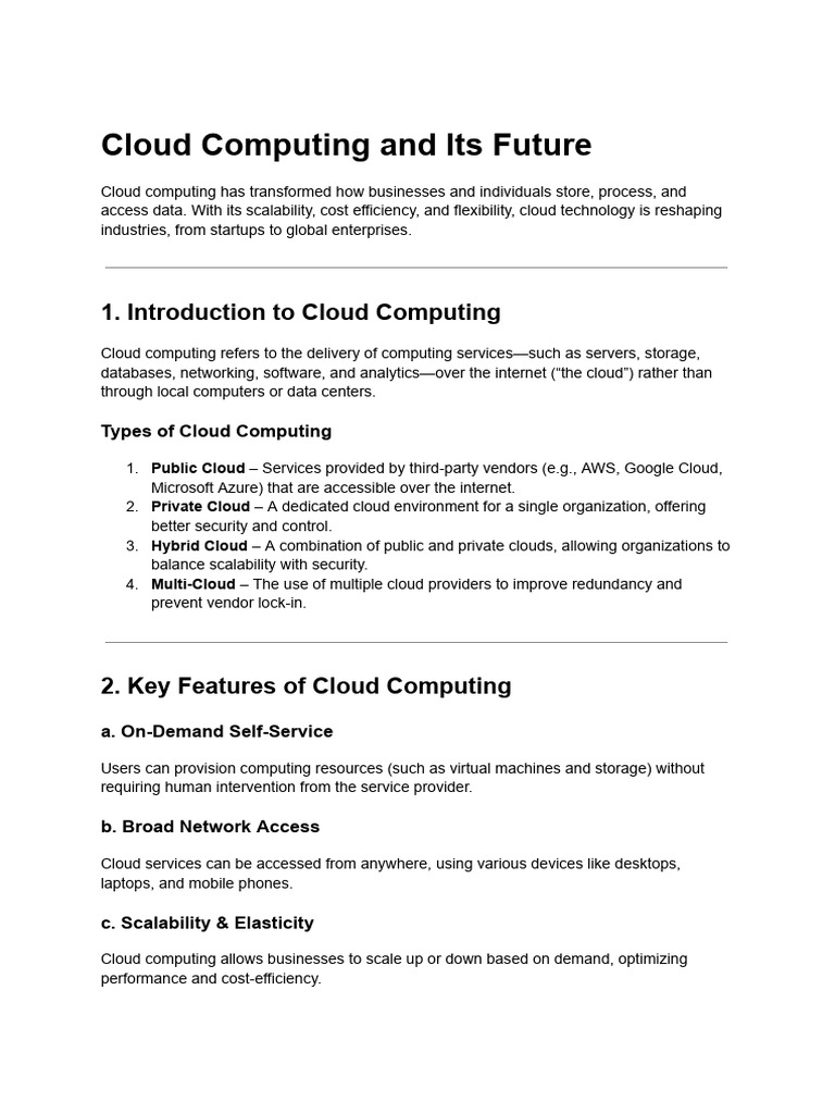 Cloud Computing and Its Future | PDF | Cloud Computing | Scalability