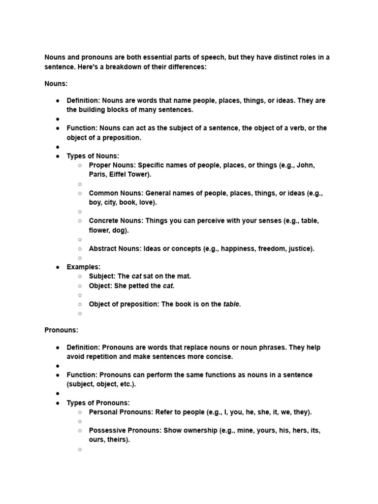 NOUN PRONOUN DIFFERENCE | PDF