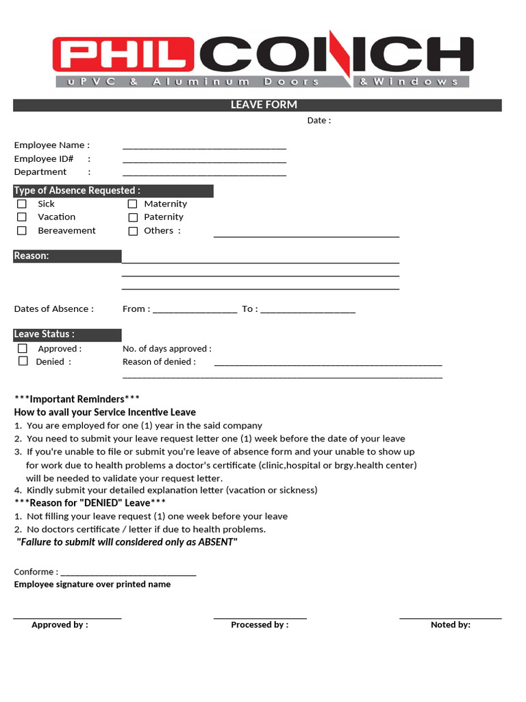 Employee Leave Request Form | PDF