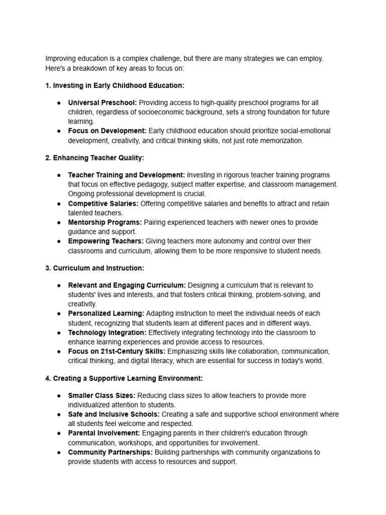 HOW TO IMPROVE EDUCATION | PDF | Teachers | Learning