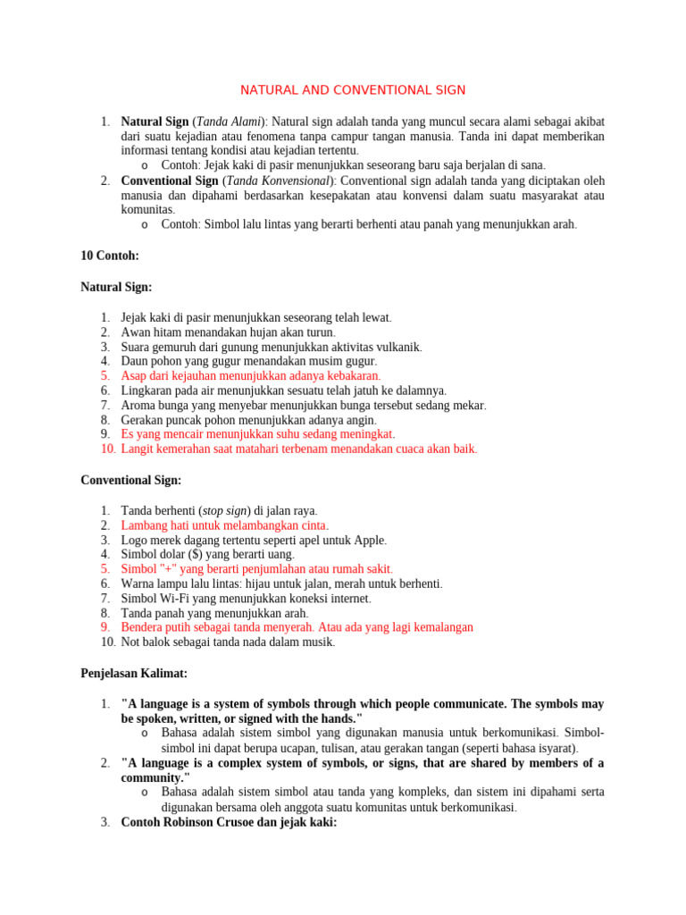 Natural and Conventional Sign | PDF