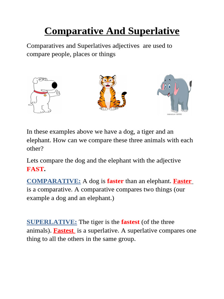 Comparative and Superlative For Lesson Plan | PDF | Grammar ...