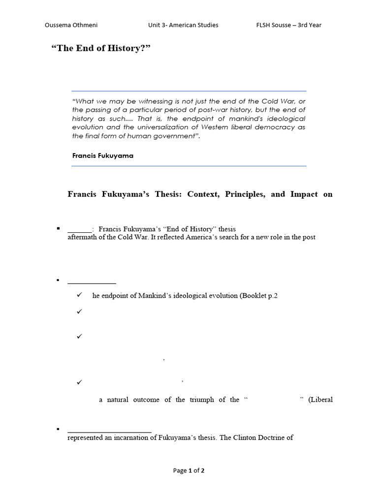 Unit 3 The End of History | PDF | Ideologies | Political Science