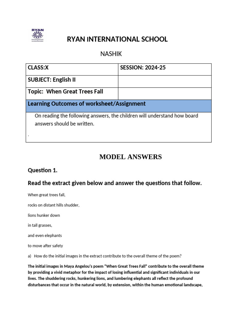Model Answers When Great Trees Fall | PDF | Behavioural Sciences ...