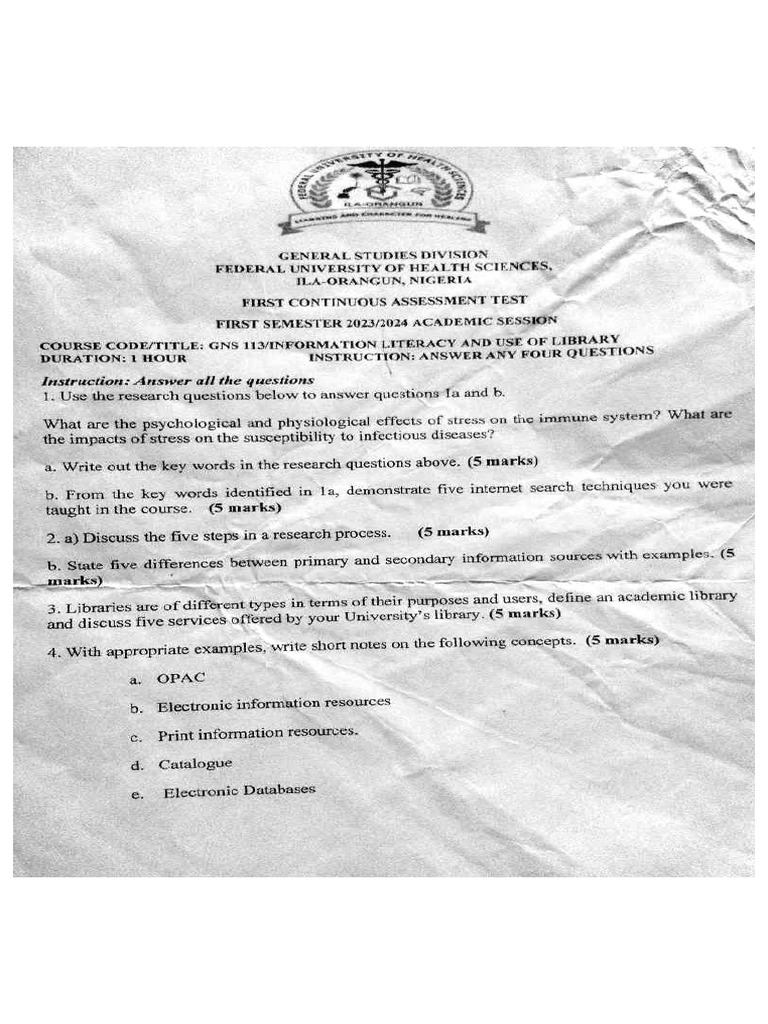 Compressed - GNS 113, GNS 111 & BIO 101 PDF | PDF