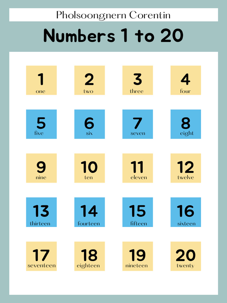 Colorfufifteenl Simple Numbers 1 to 20 Poster | PDF