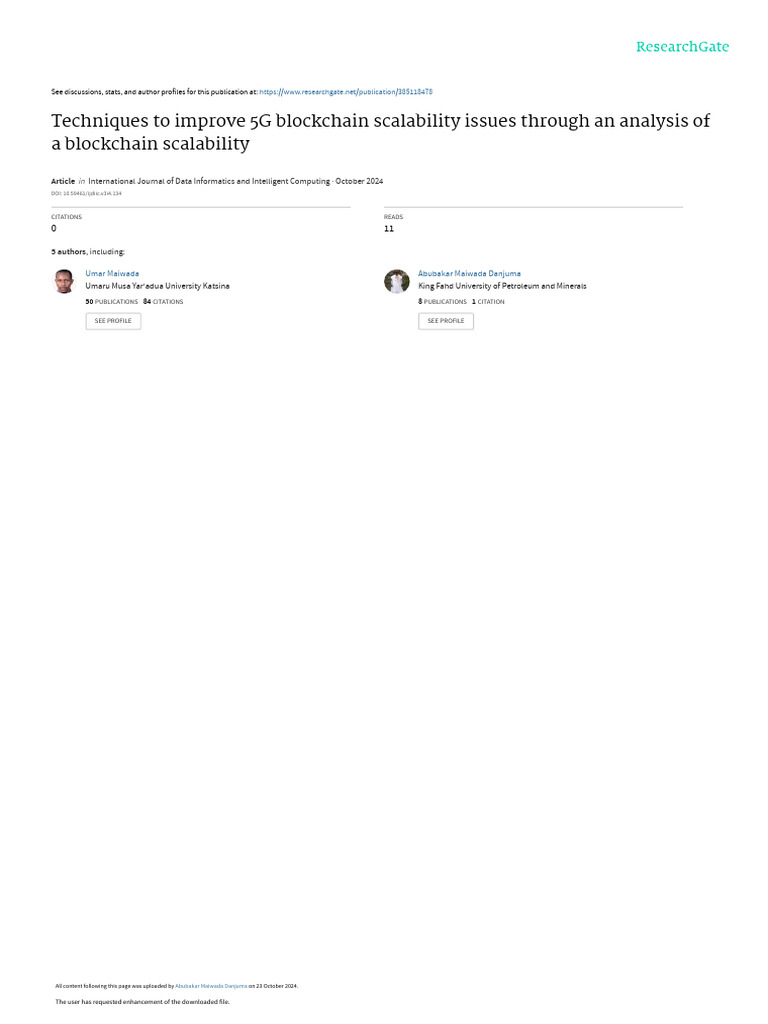 Techniques To Improve 5G Blockchain Scalability Issues Through An Analysis of A Blockchain ...
