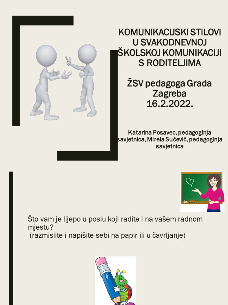 Komunikacijski Stilovi U Svakodnevnoj Školskoj Komunikaciji S Roditeljima 2 - Kopija | PDF