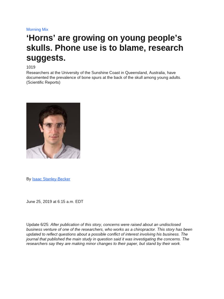 Horns' Are Growing On Young People's Skulls. | PDF | Bone | Mobile Phones