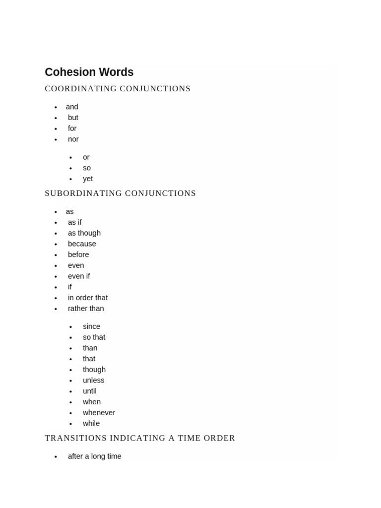 Cohesion Words and Their Uses | PDF