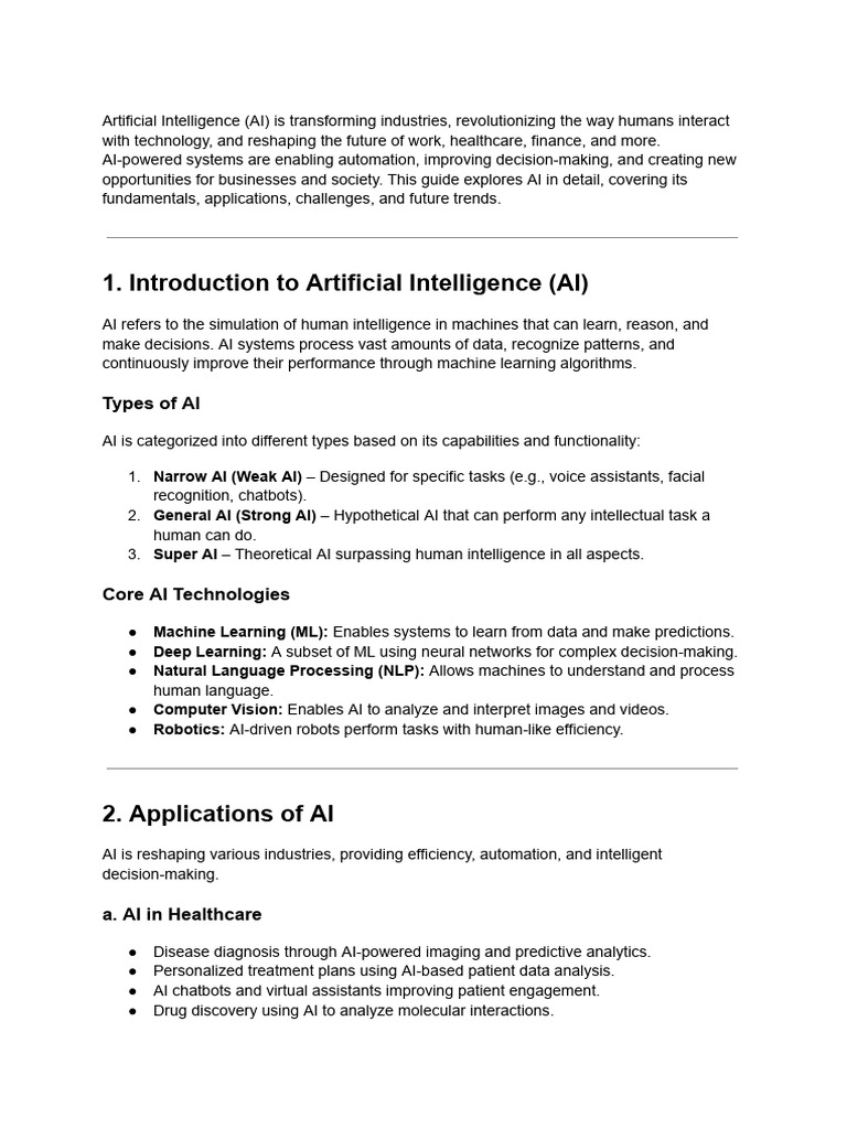 Artificial Intelligence (AI) and Its Impact on the Future | PDF ...