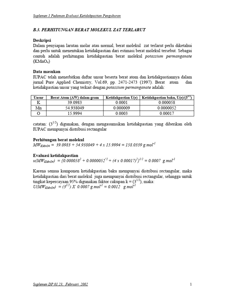 Perhitungan berat molekul zat terlarut | PDF