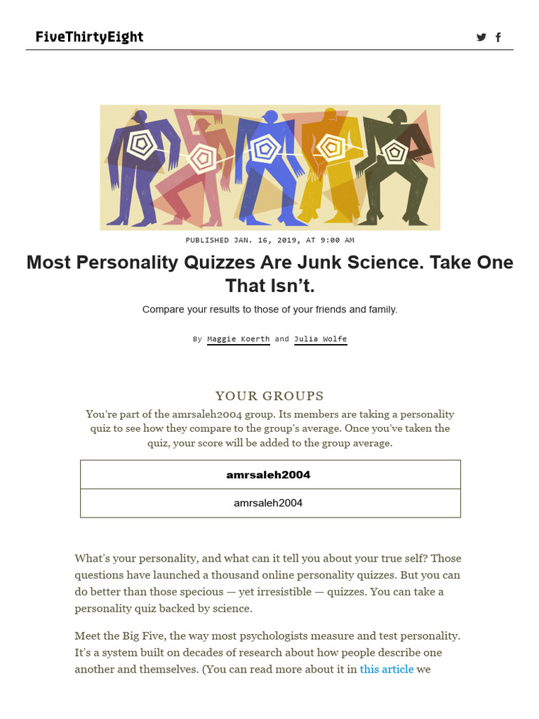 Scientific Big Five Personality Quiz | PDF | Extraversion And ...