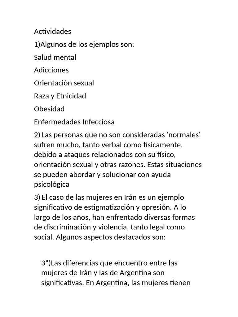Actividades FVT | PDF | Mujer | Violencia