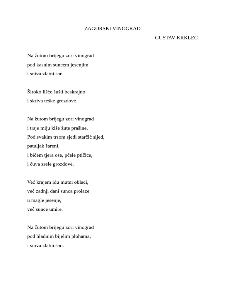 Zagorski vinograd, G. Krklec - prilagođeni | PDF