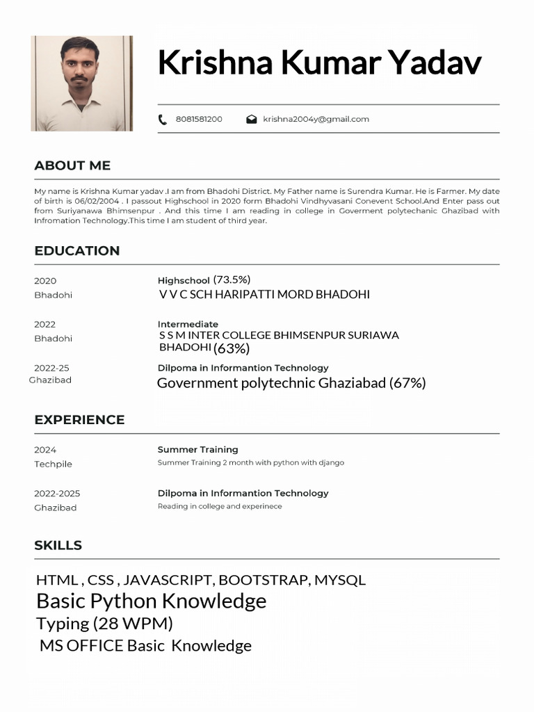 Krishna Kumar Yadav CV | PDF