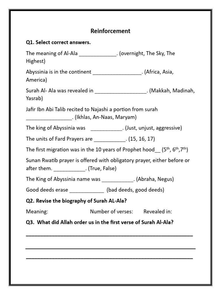 Understanding Surah Al-Ala and Prayers | PDF | Quran | Islam