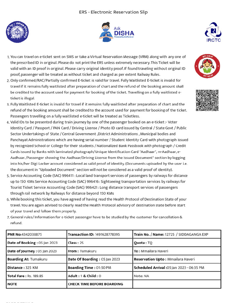 ERS train form | PDF