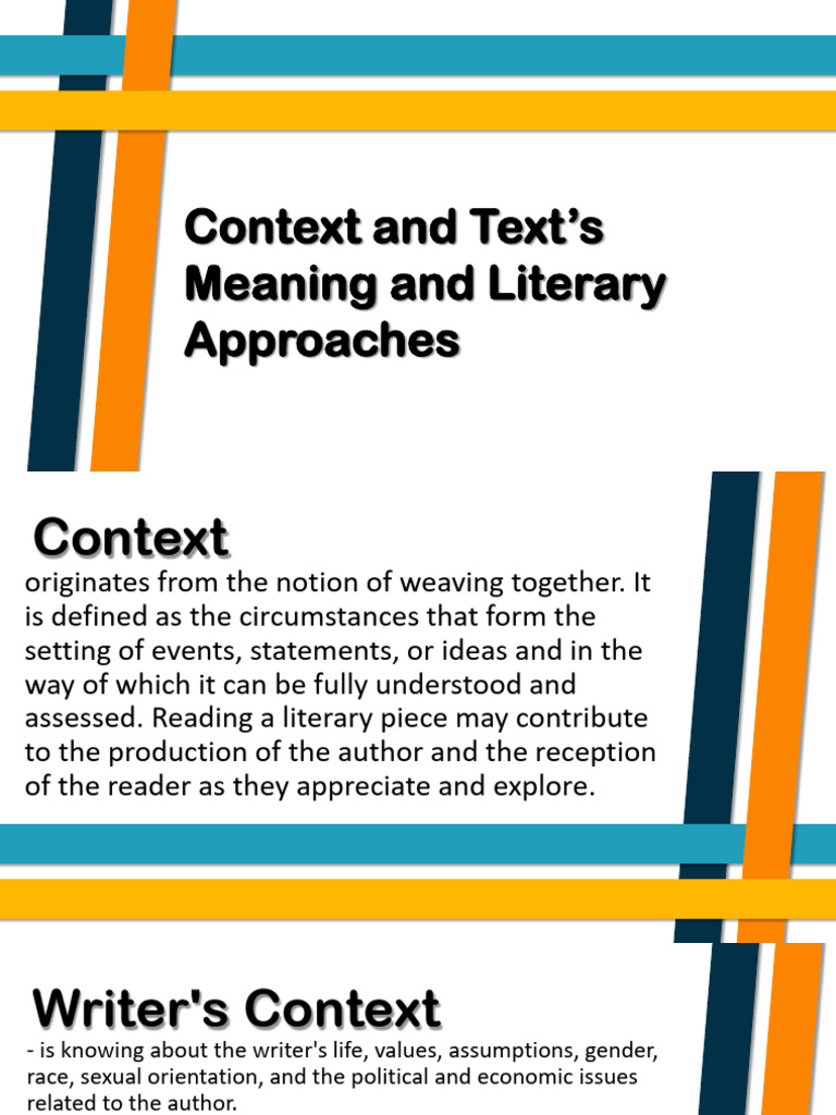 Context and Texts Meaning and Literary Approaches | PDF