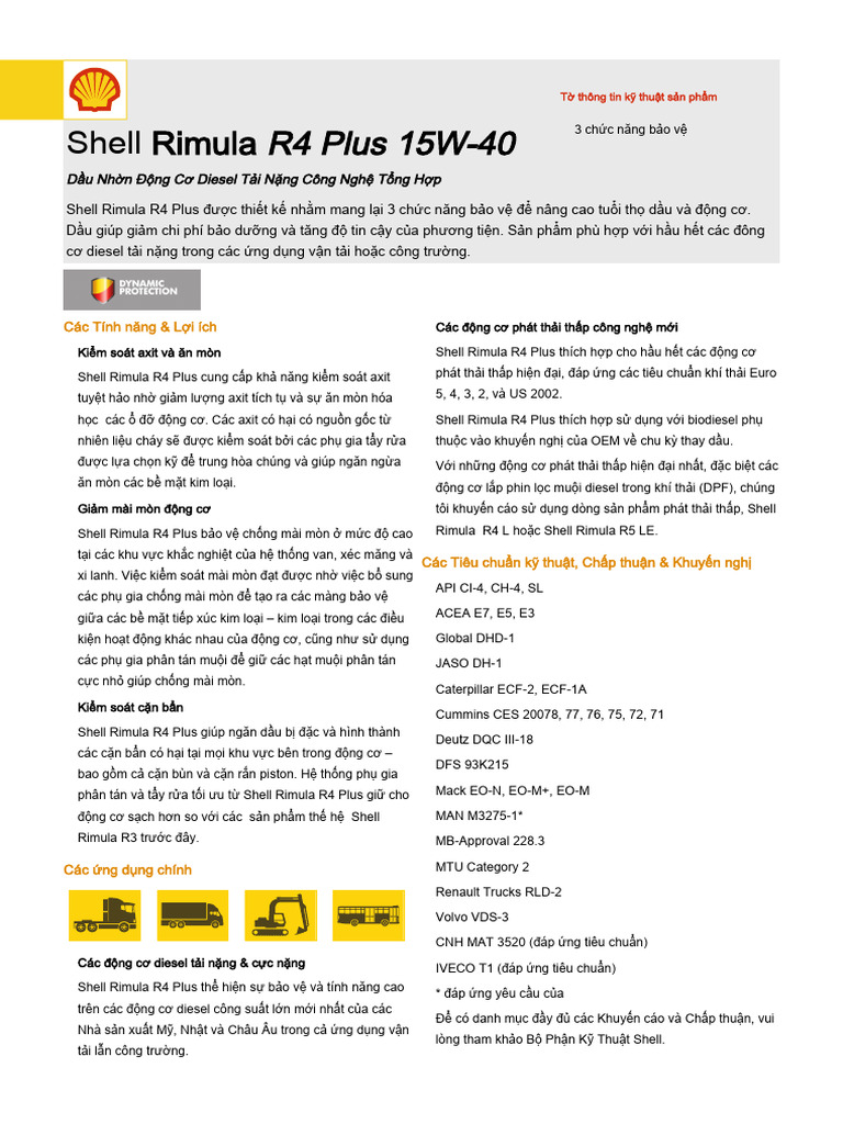 TDS - Shell Rimula R4 Plus 15W-40 - VI | PDF