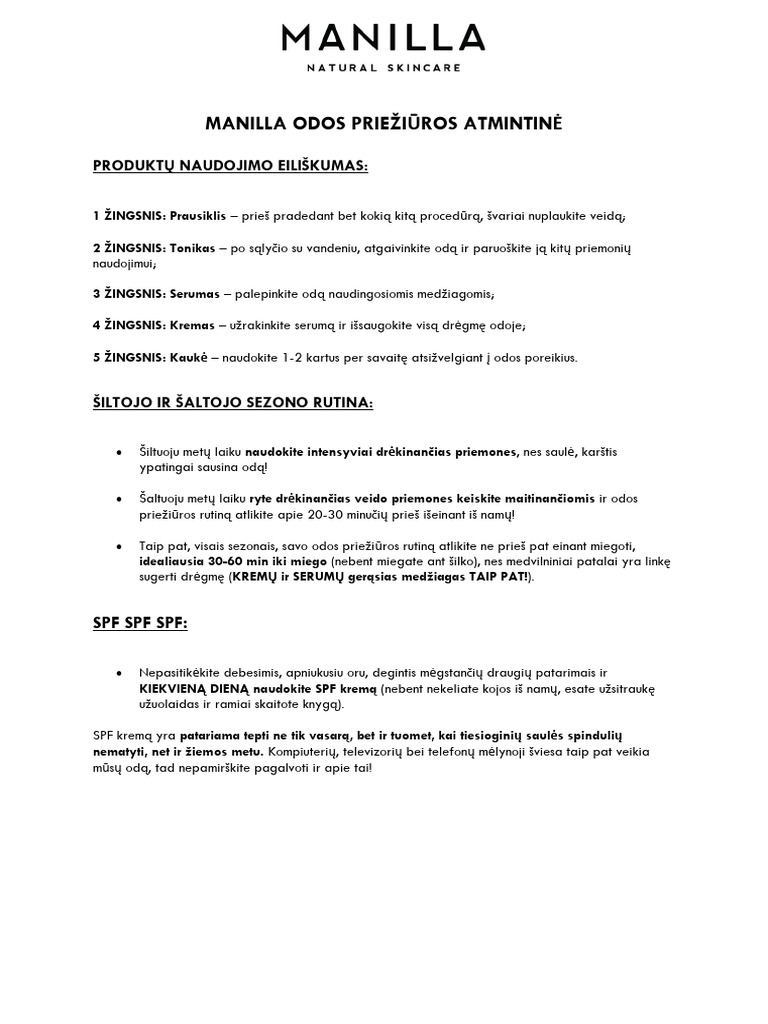 Manilla Odos Prieziuros Atmintine | PDF