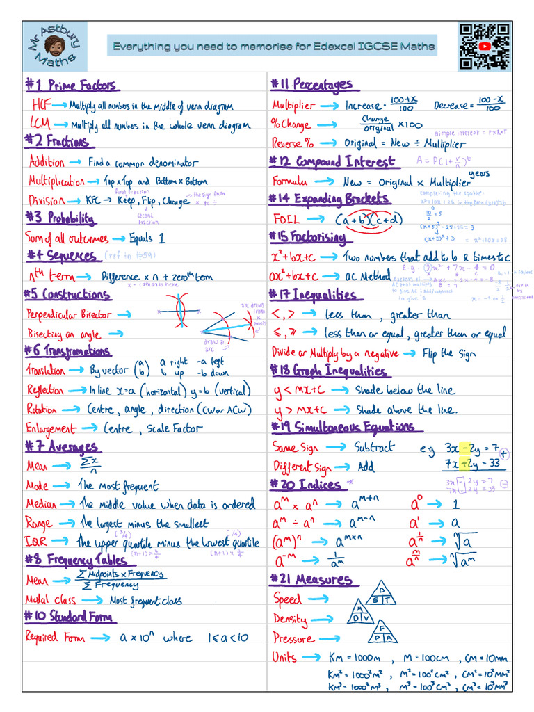 igcse edexcel maths summary | PDF