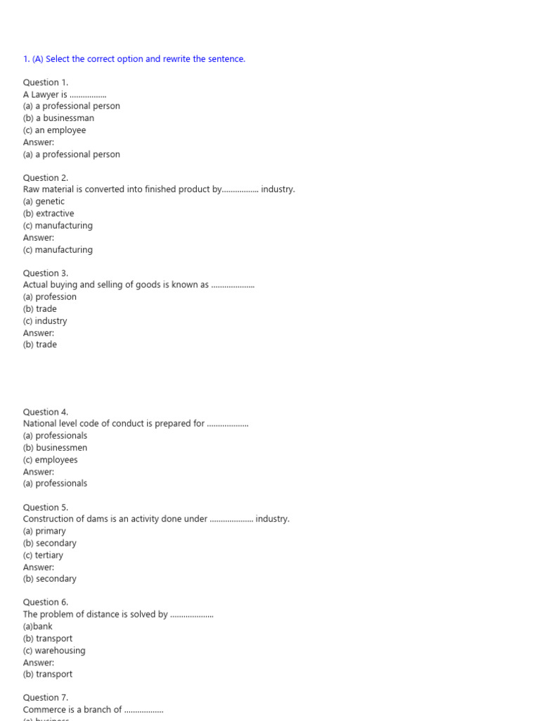 Chapter 1 Introduction of Commerce and Business-Test - MA | PDF ...
