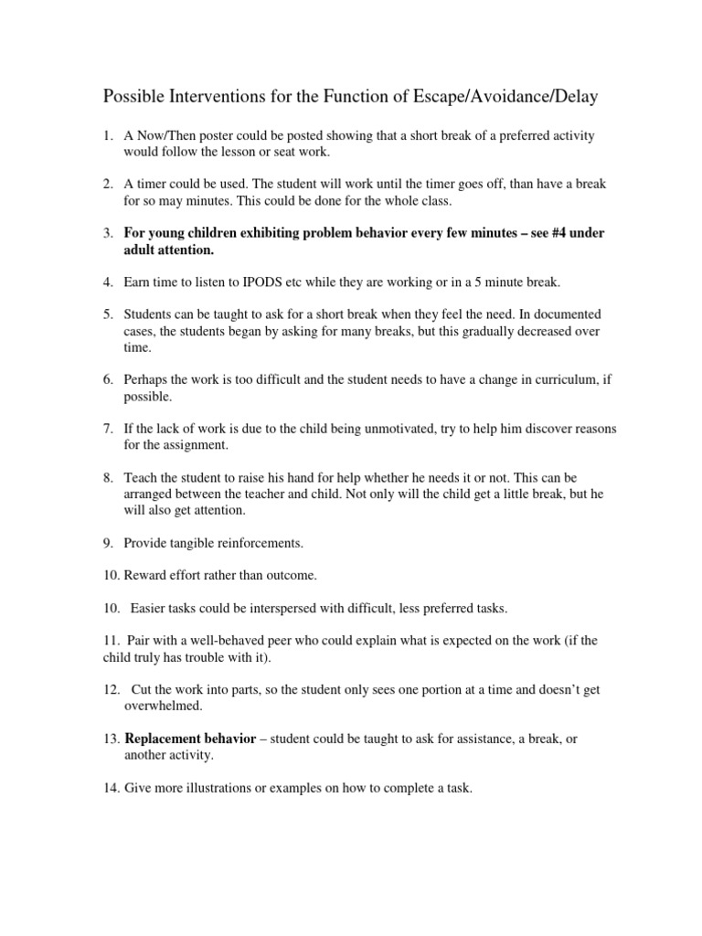 interventions-for-escape-avoidance-behaviors1 | PDF | Reinforcement ...