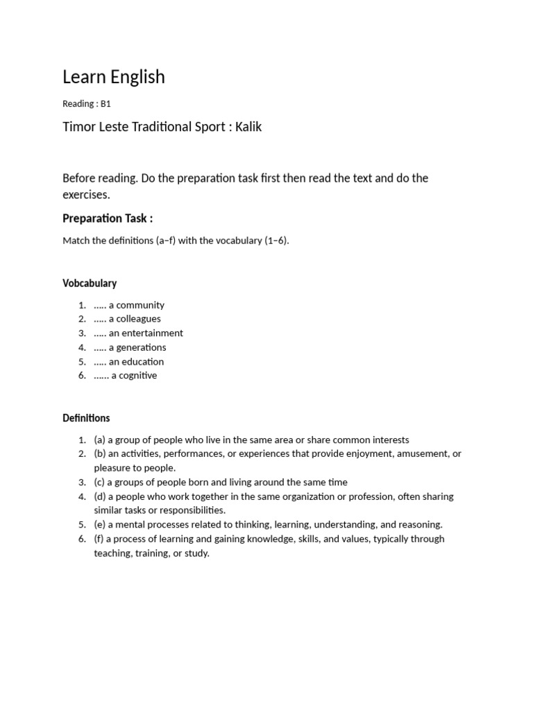 British Council - Kalik Sports - Timor Leste | PDF | East Timor | Learning