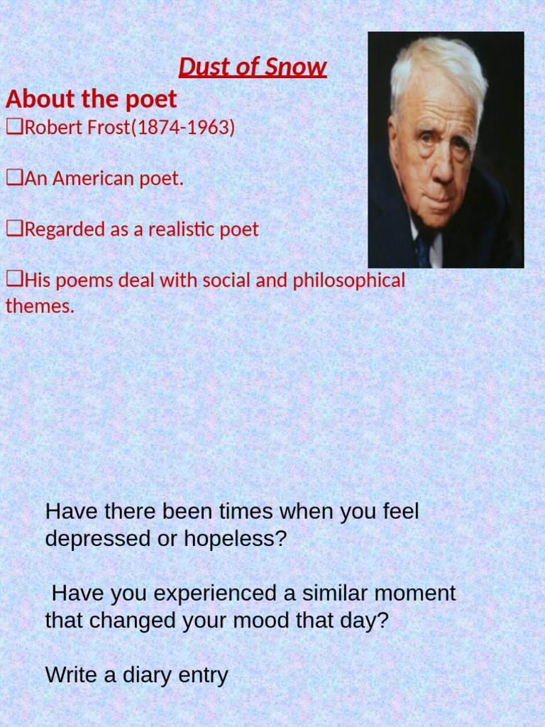 Robert Frost's "Dust of Snow" Analysis | PDF