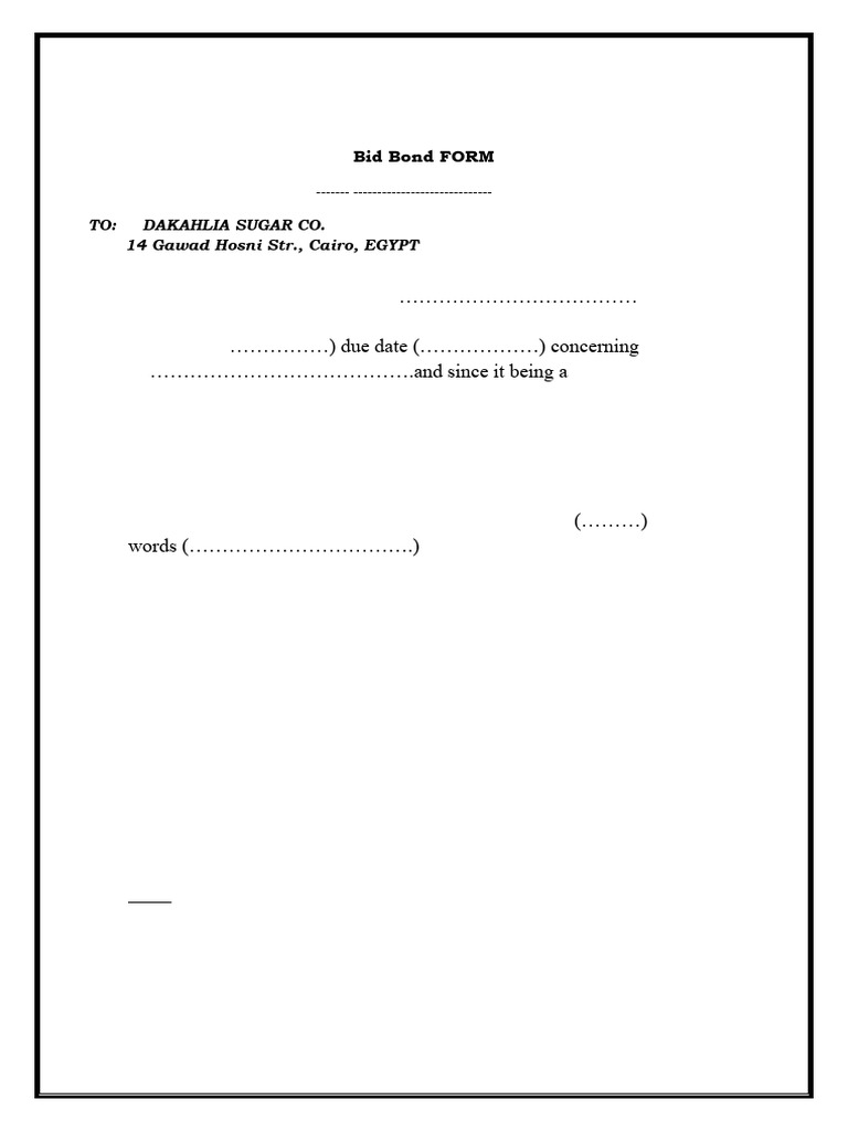 Bid Bond Form | PDF