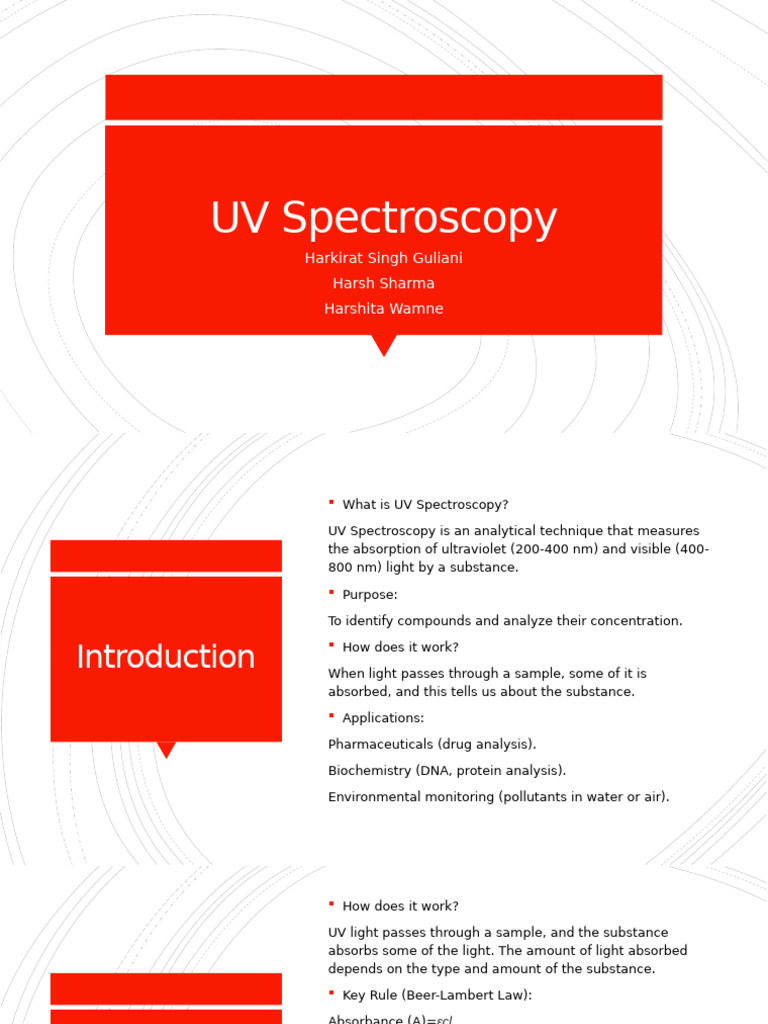 Uv Spectroscopy | PDF | Ultraviolet–Visible Spectroscopy | Absorption ...