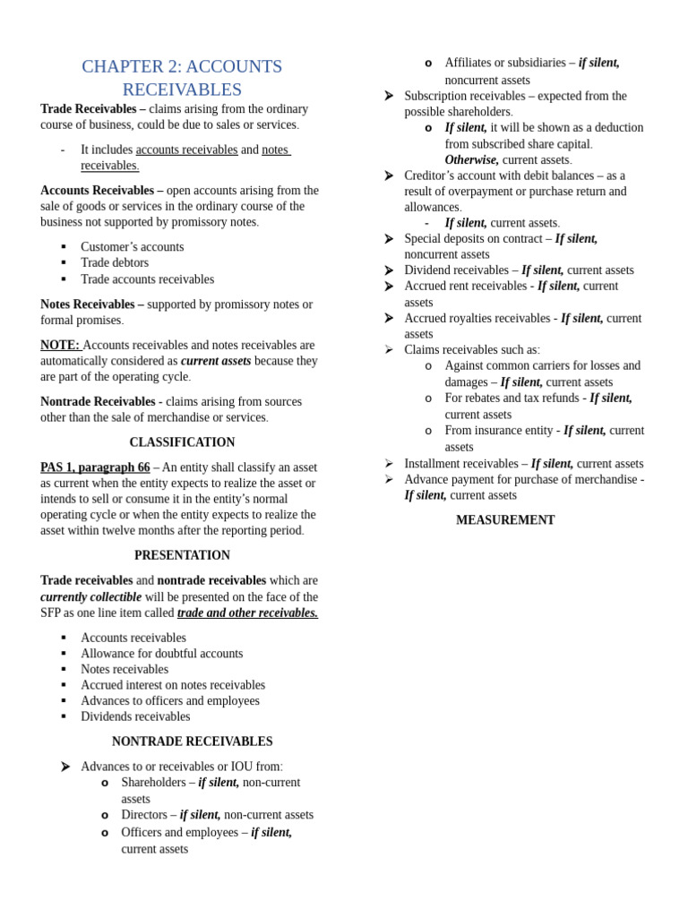 Far 0 - Chapter 2 Accounts Receivables | PDF | Payments | Corporations
