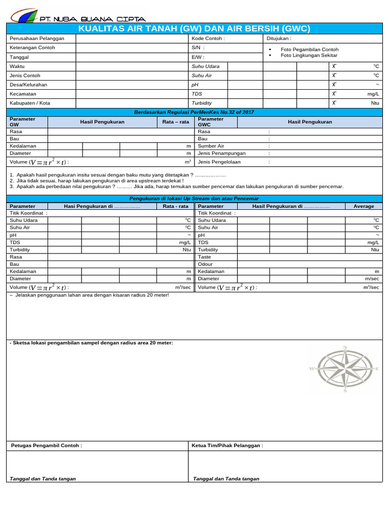 Form Pengukuran Ground Water and Clean Water Quality (Versi IDN) | PDF