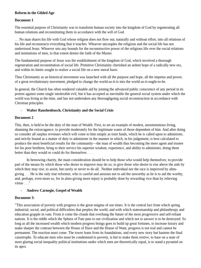 Gilded Age Reform Perspectives Comparison | PDF | Economies