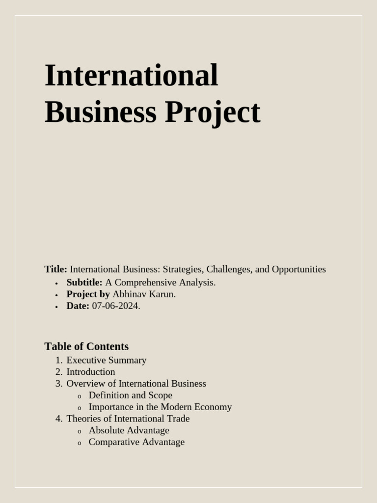 International Business Strategies Overview | PDF | International ...
