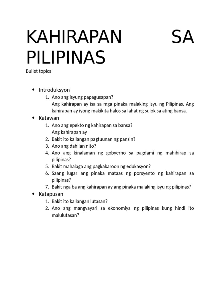 Kahirapan Sa Pilipinas | PDF