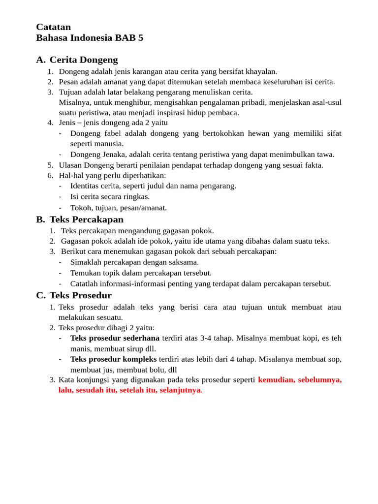Catatan Bahasa Indonesia BAB 5 | PDF
