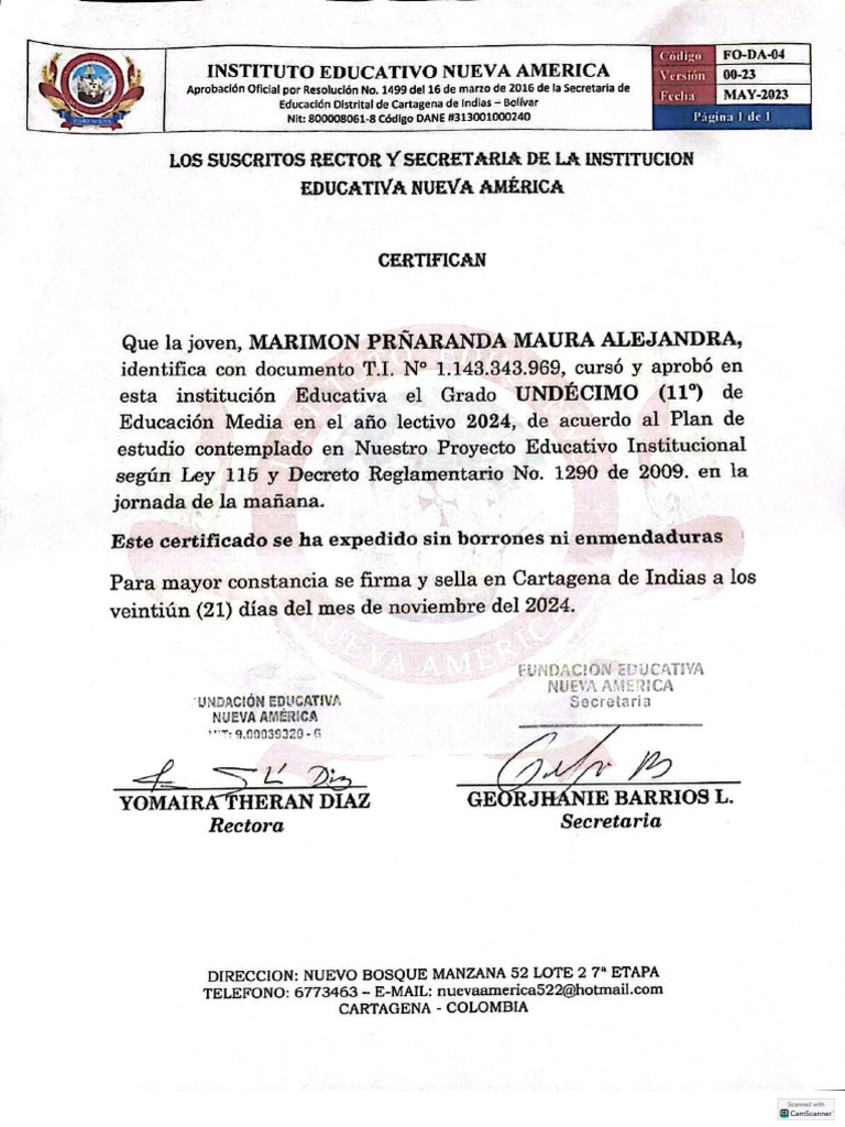 Certificado Estudio Maura Nov 2024 | PDF